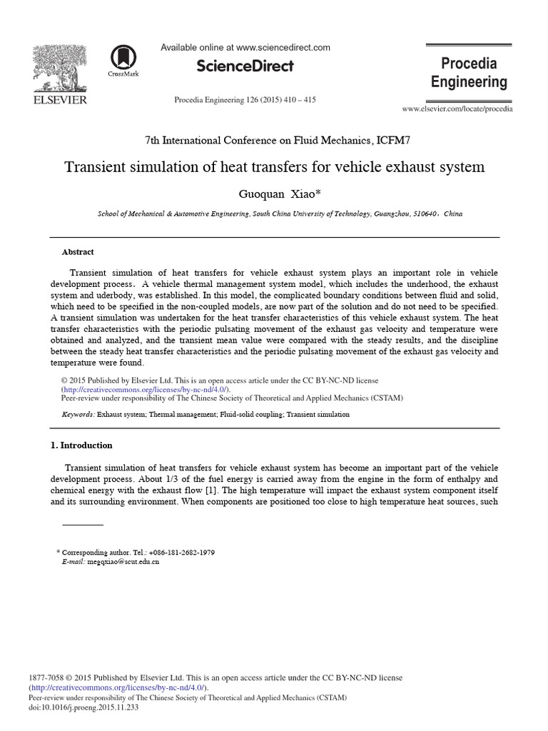 Transient Simulation of Heat Transfers For Vehicle Exhaust System | PDF ...