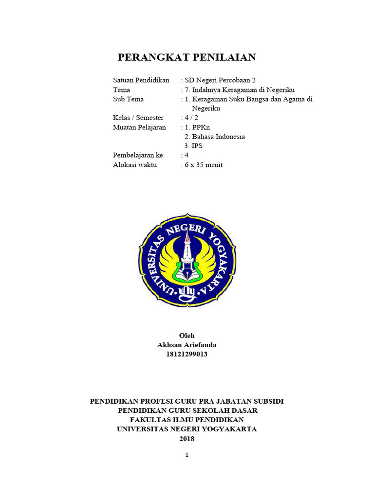 Akhsan Perangkat Penilaian Kelas 4 Tema 7 ST 1 PB 4 | PDF