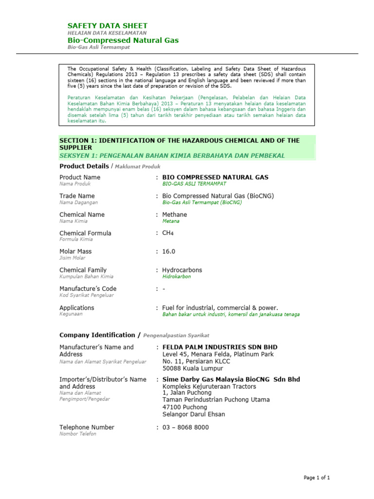 BioCNG - MSDS | PDF