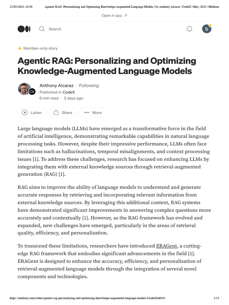 Agentic RAG - Personalizing and Optimizing Knowledge-Augmented Language ...
