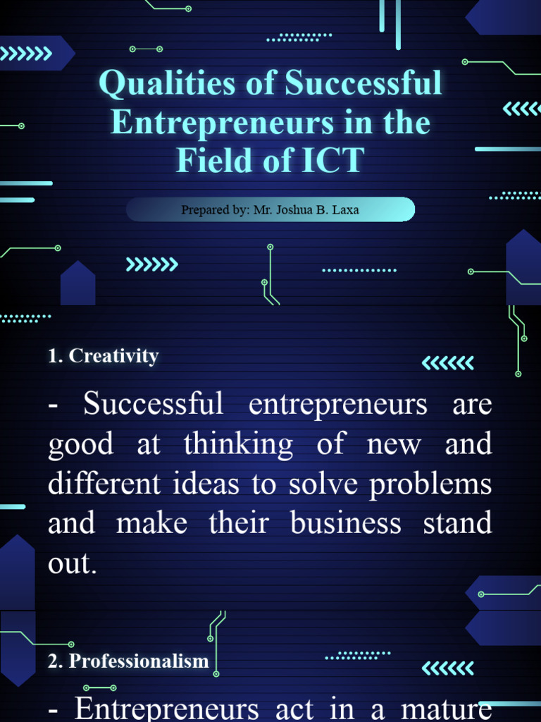 Lesson 2 - Qualities of Successful Entrepreneurs in The Field of ICT ...