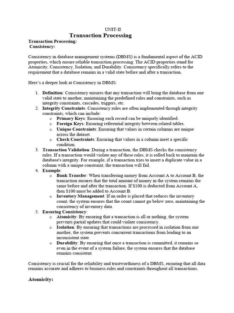 UNIT-2 | PDF | Database Transaction | Acid