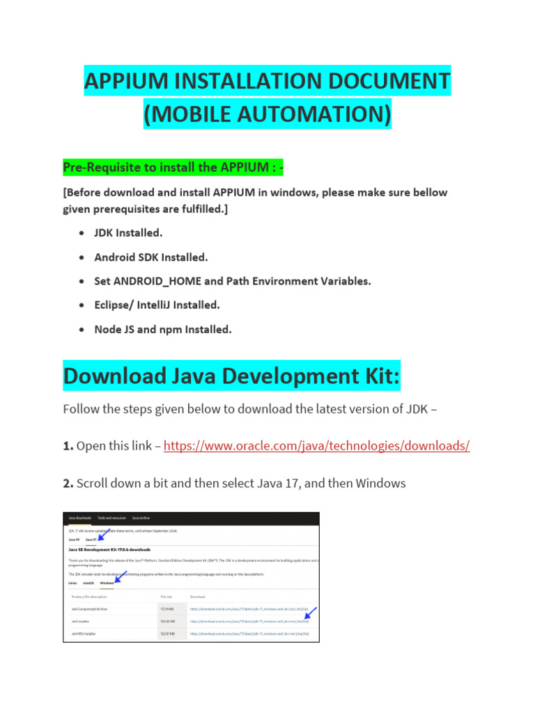 Appium Installation Setup Document | PDF | Installation (Computer Programs) | Eclipse (Software)