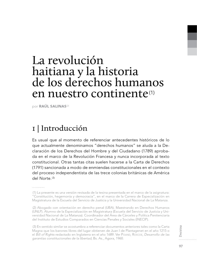 La Revolucion Haitiana y La Historia de Los Derechos Humanos en Nuestro ...