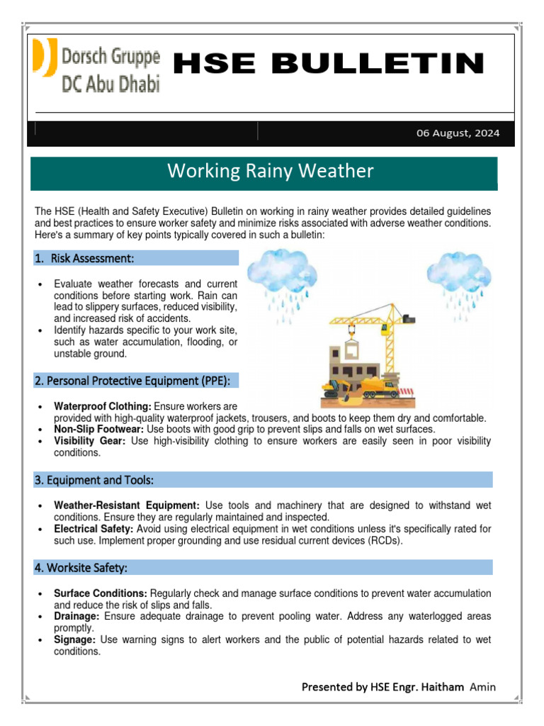 HSE Bulletin (Working in Rainy Weather) | PDF | Occupational Safety And ...