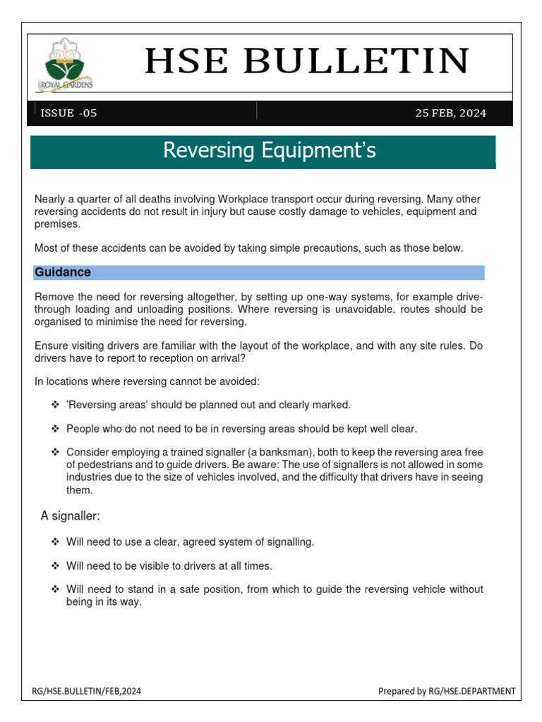 RG HSE Bulletin 25 FEB | PDF | Safety | Land Transport