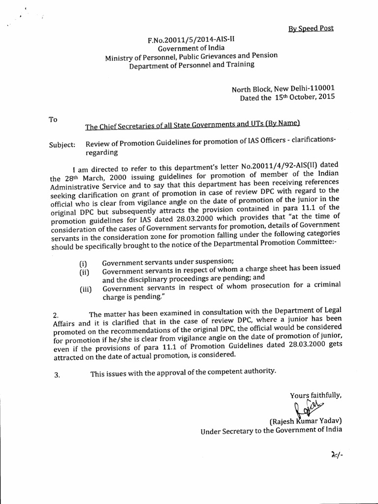 IAS - Promotion - GuideLines 15.10.2015 | PDF | Law Enforcement | Crime ...