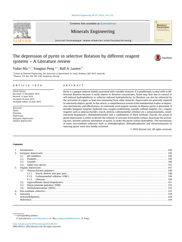 Mu-2016-The Depression of Pyrite in Selective Flotation by Different ...
