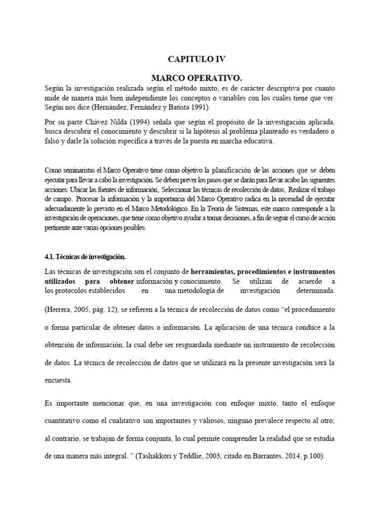 Capitulo Iv Marco Operativo... | PDF | Pensamiento crítico ...