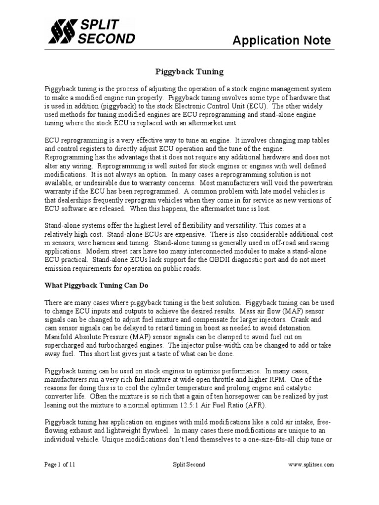 Piggyback Tuning | PDF | Turbocharger | Fuel Injection