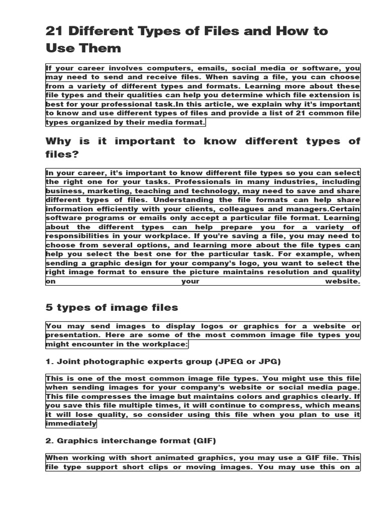 21 Different Types of Files and How To Use Them | PDF | Multimedia ...