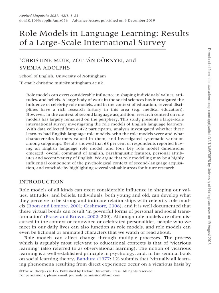 Muir C - Role Models in Language Learning - Results of A Large-Scale ...