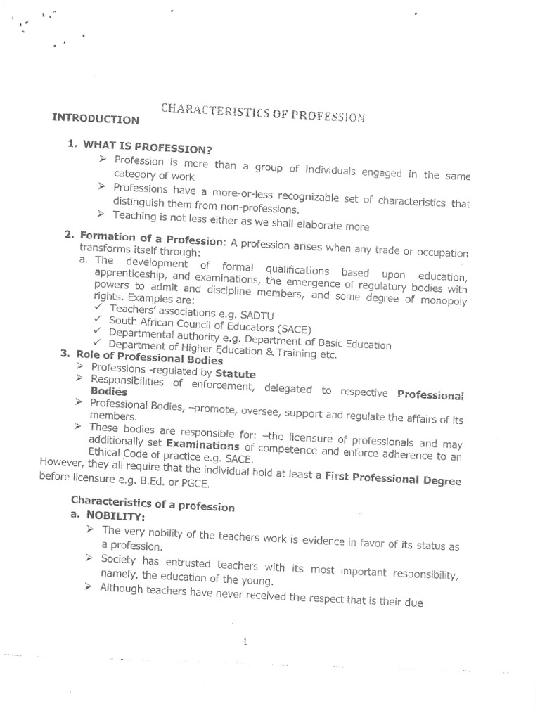 Unit 4 - Characteristics of A Profession | PDF