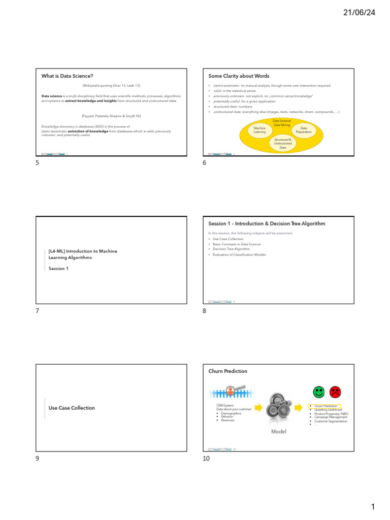 L4-ML Introduction To Machine Learning Algorithms 2024-01 | PDF | Machine Learning | Data Mining