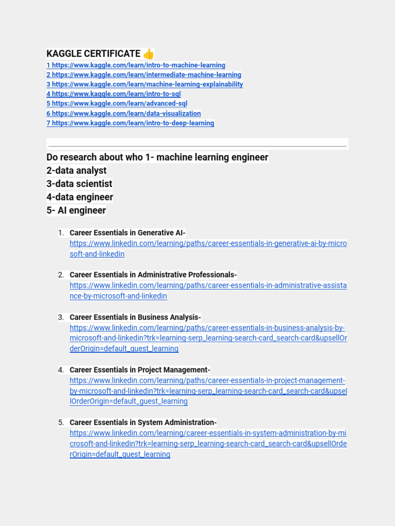 Kaggle Machine Learning Courses Guide | PDF