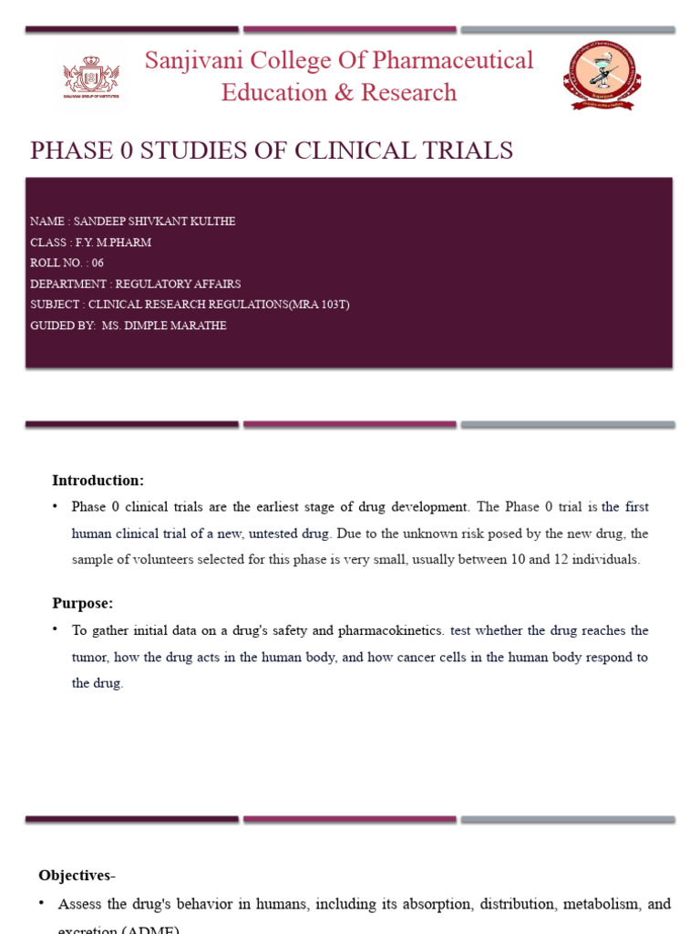 Phase 0 Studies of Clinical Trials | PDF | Phases Of Clinical Research ...