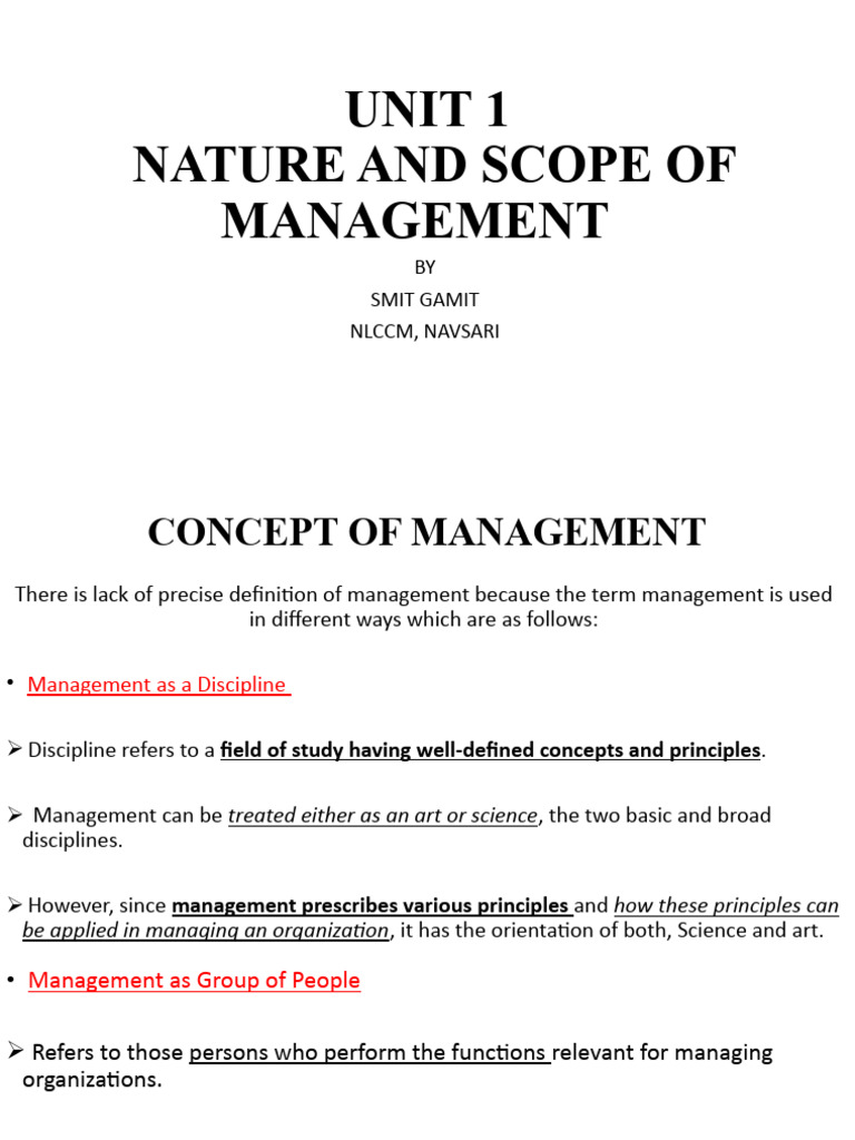Unit 1 Nature and Scope of Management | PDF | System | Science