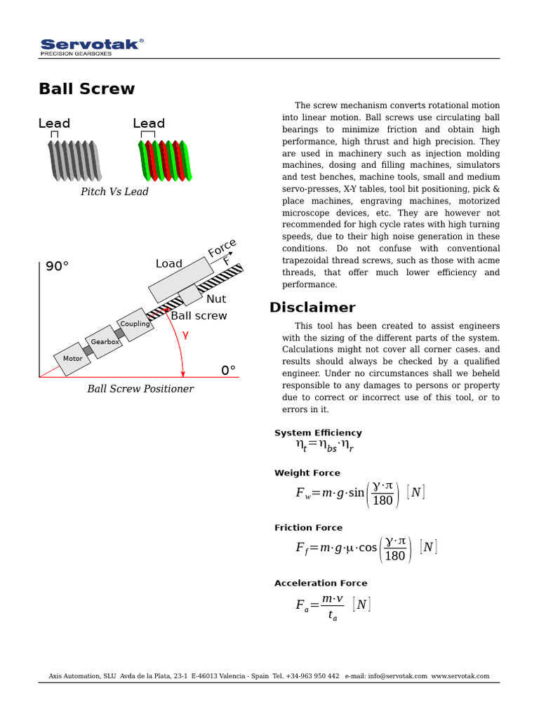 Ball Screw Calculation Guide | PDF | Mechanical Engineering | Machines