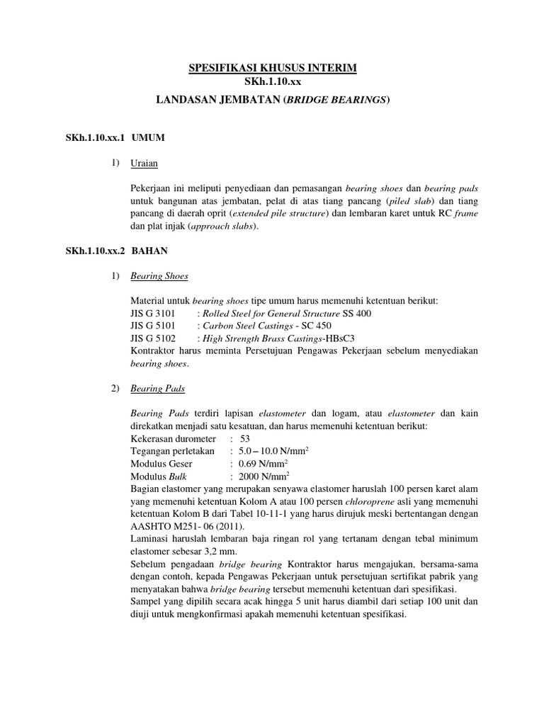 SKh.1.10.11 - Landasan Jembatan (Bearings) | PDF