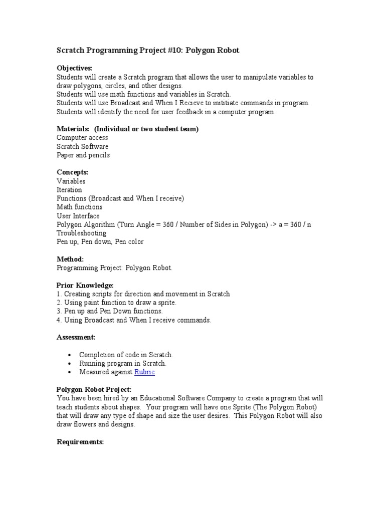 Scratch Programming Project | PDF