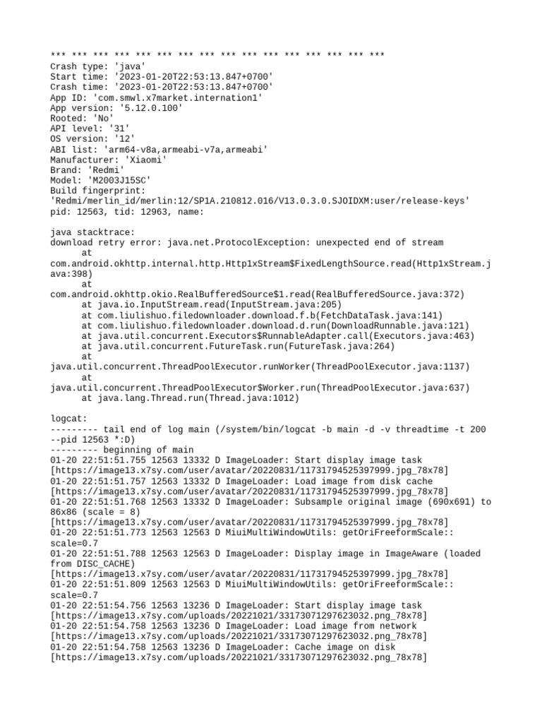 Java Crash Report for X7Market App | PDF | Cache (Computing) | Computer ...