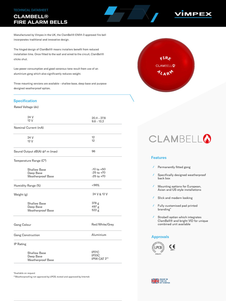 ClamBell 24V 6 - LPCB | PDF | Electrical Equipment | Manufactured Goods