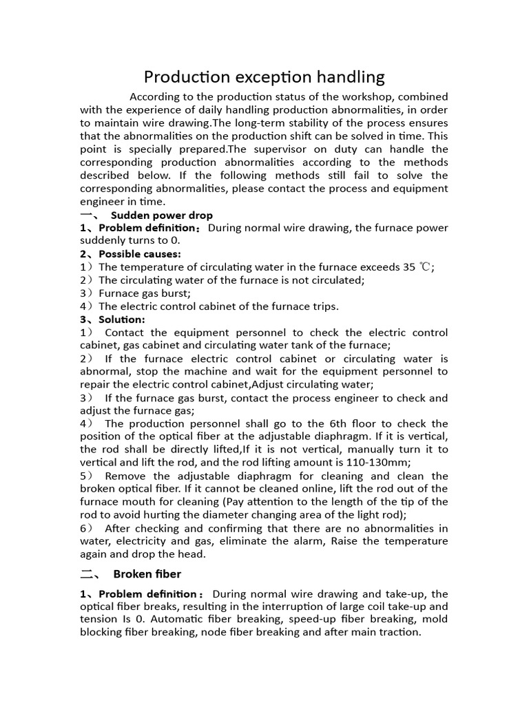 Production Exception Handling | PDF | Optical Fiber | Ultraviolet