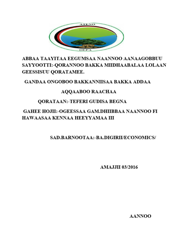 Teferi Qorannoo Sirrii Dha | PDF | Social Science