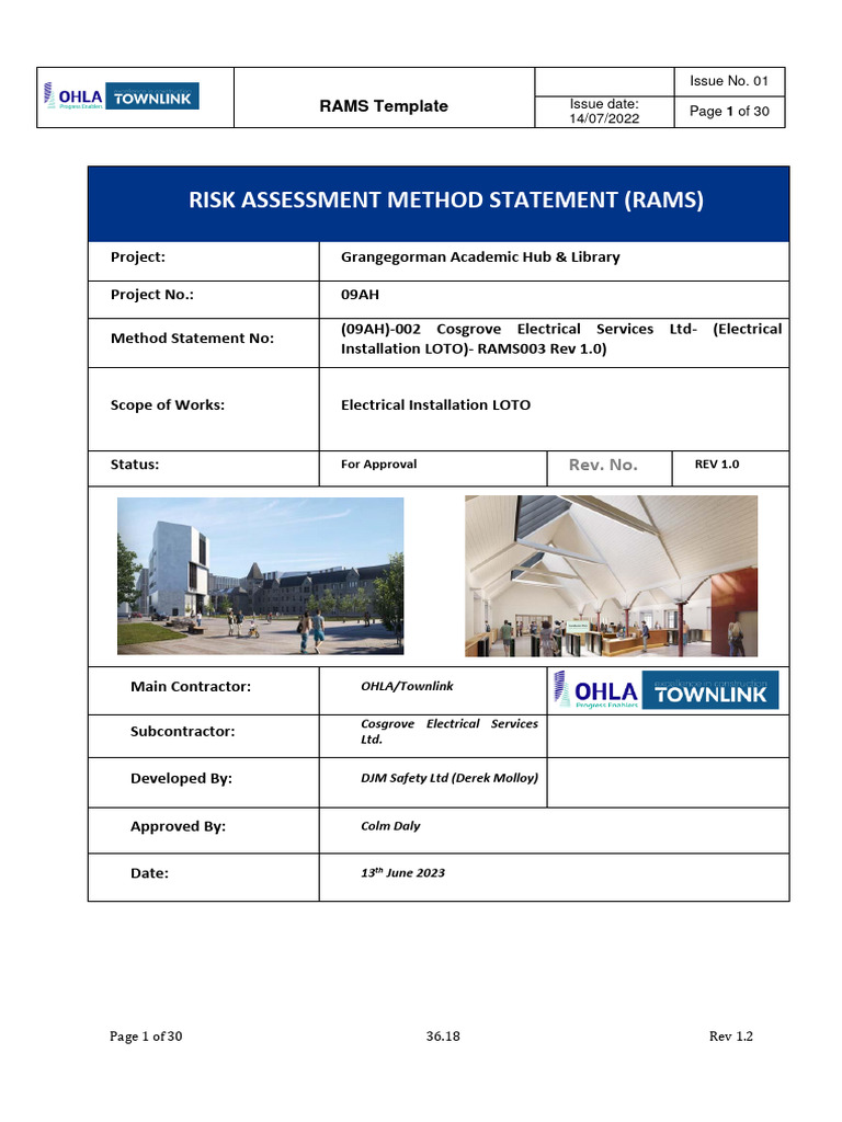 36.12 OHLA Townlink 09AH RAMS Electrical Installation LOTO RAMS Rev.1.2 ...