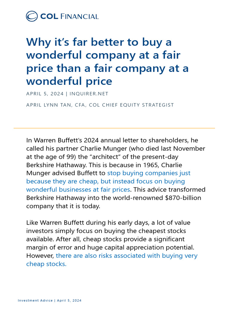 Col Financial | PDF | Stocks | Investing