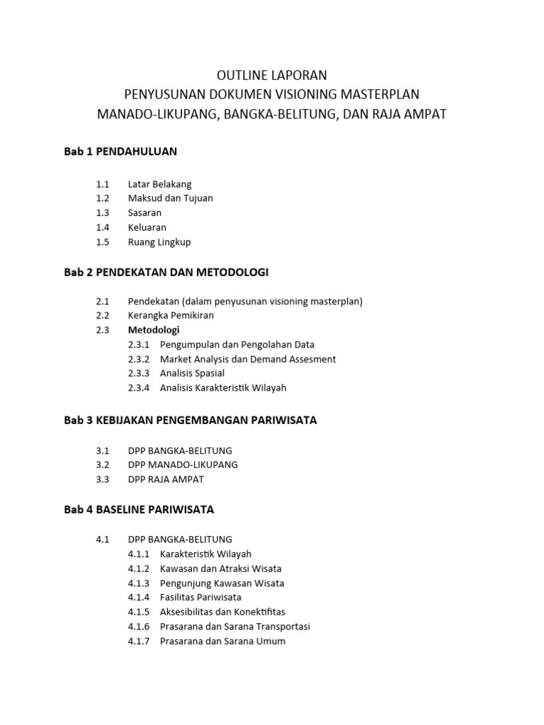 Outline Laporan Visioning Masterplan | PDF