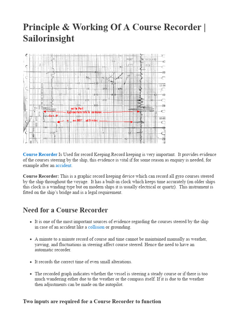 Course Recorder Guide for Mariners | PDF | Clock | Compass