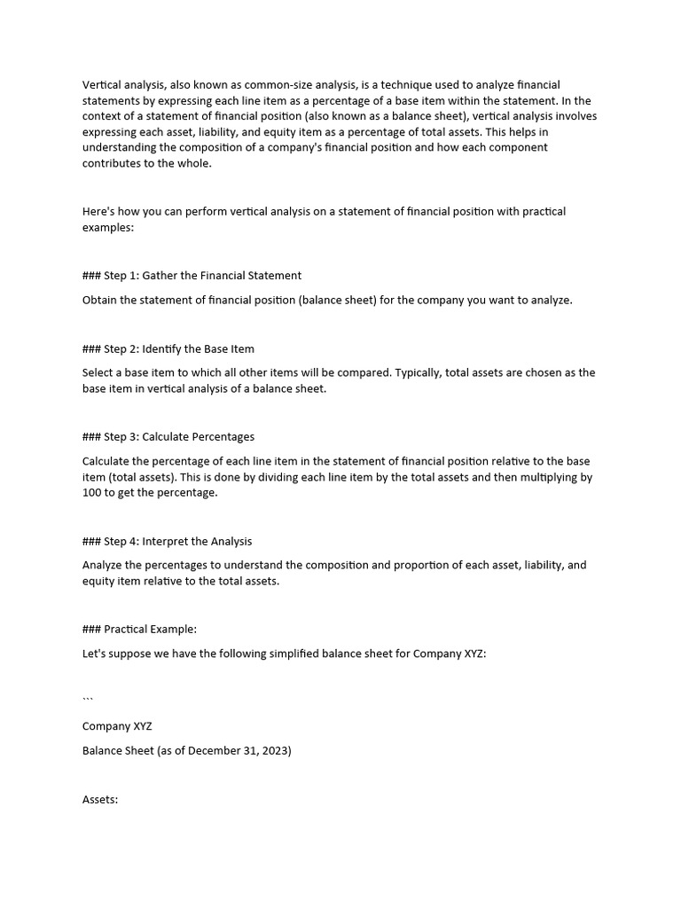 Vertical Analysis Simple Explanation | PDF | Balance Sheet | Equity ...