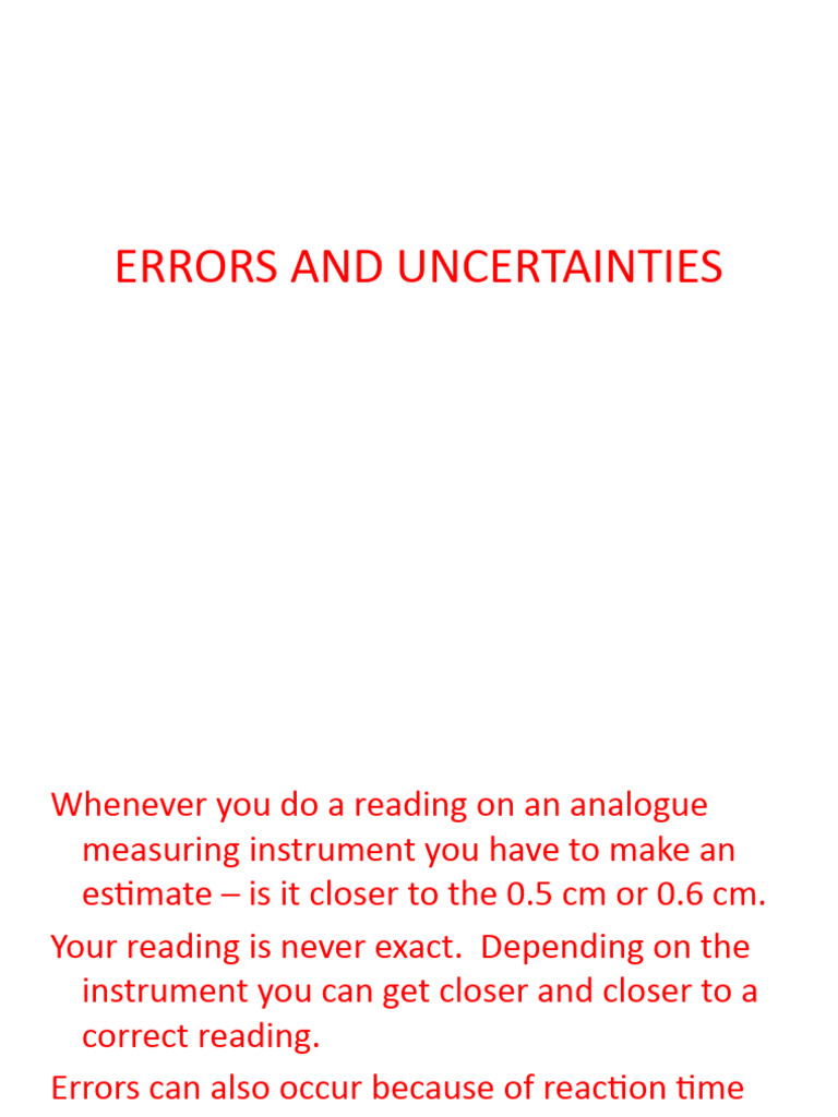 Errors and Uncertainties | PDF | Accuracy And Precision | Uncertainty