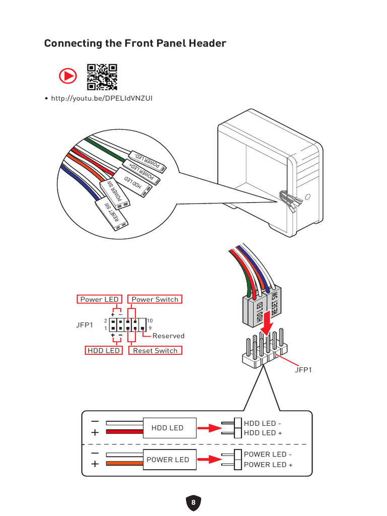 Connecting The Front Panel Header: Http://Youtu - Be/Dpelidvnzui | PDF