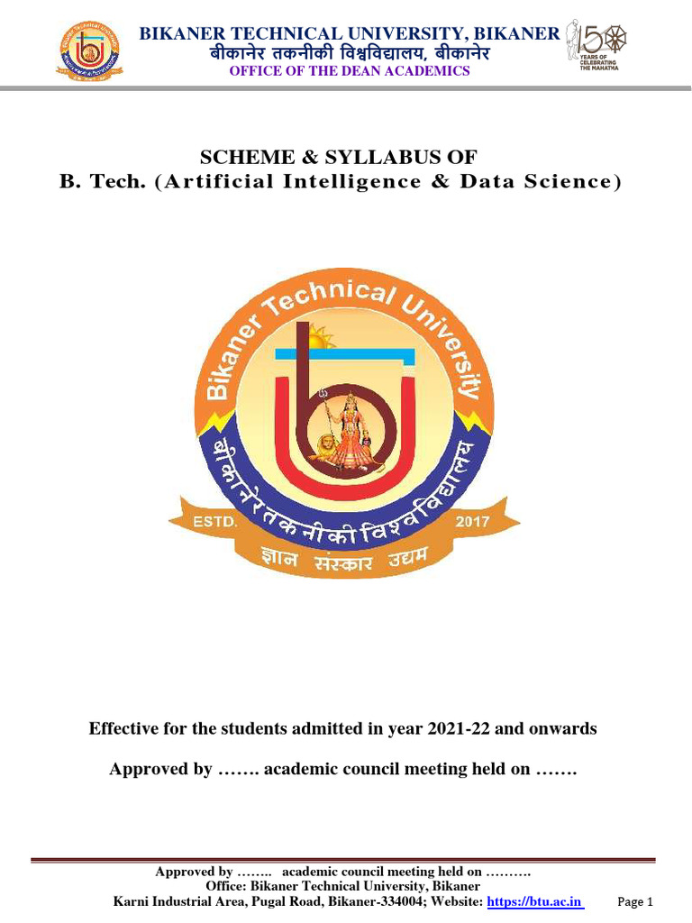 B.Tech AI & Data Science Syllabus | PDF | Probability Distribution | Mathematical Optimization