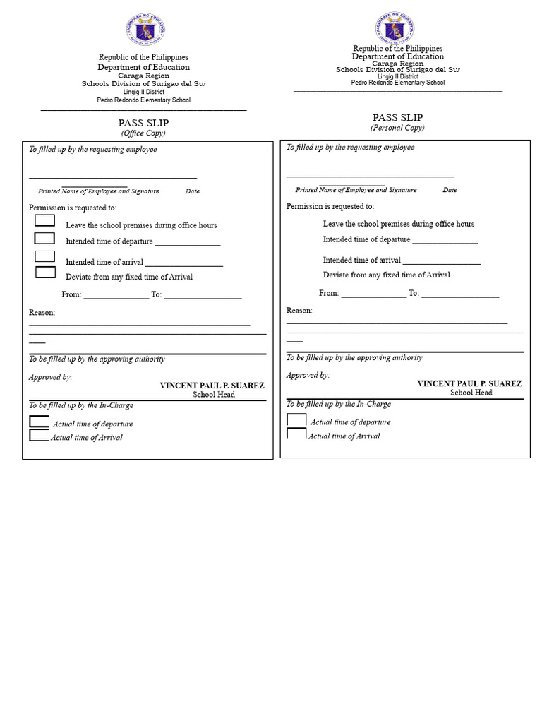 Pass Slip | PDF | Philippines