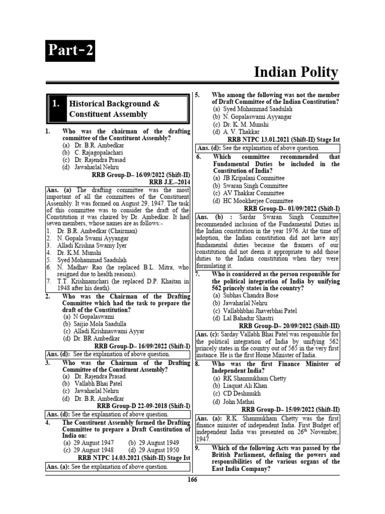 Railway Polity PYQ | PDF | Constitution | Jawaharlal Nehru