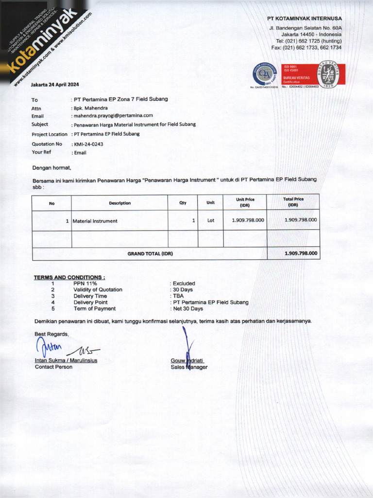 KMI-24-0243 (Material Instrument Field Subang) | PDF