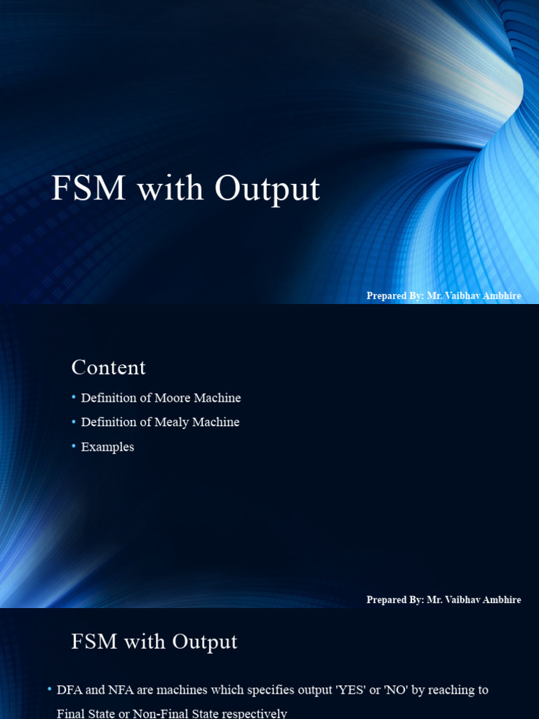 Tcs Lect 9 10 Fsm With Output Pdf Theory Of Computation Theoretical Computer Science