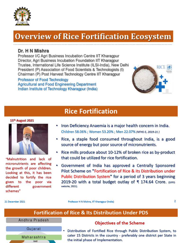 Rice Fortification Ecosystem - Prof HN Mishra IIT Kharagpur | PDF ...