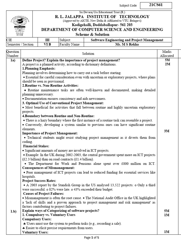 SEPM 3 Scheme and Solution | PDF | Software Development Process | Software Quality
