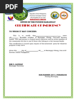 Barangay Certificate of Residency Template | PDF