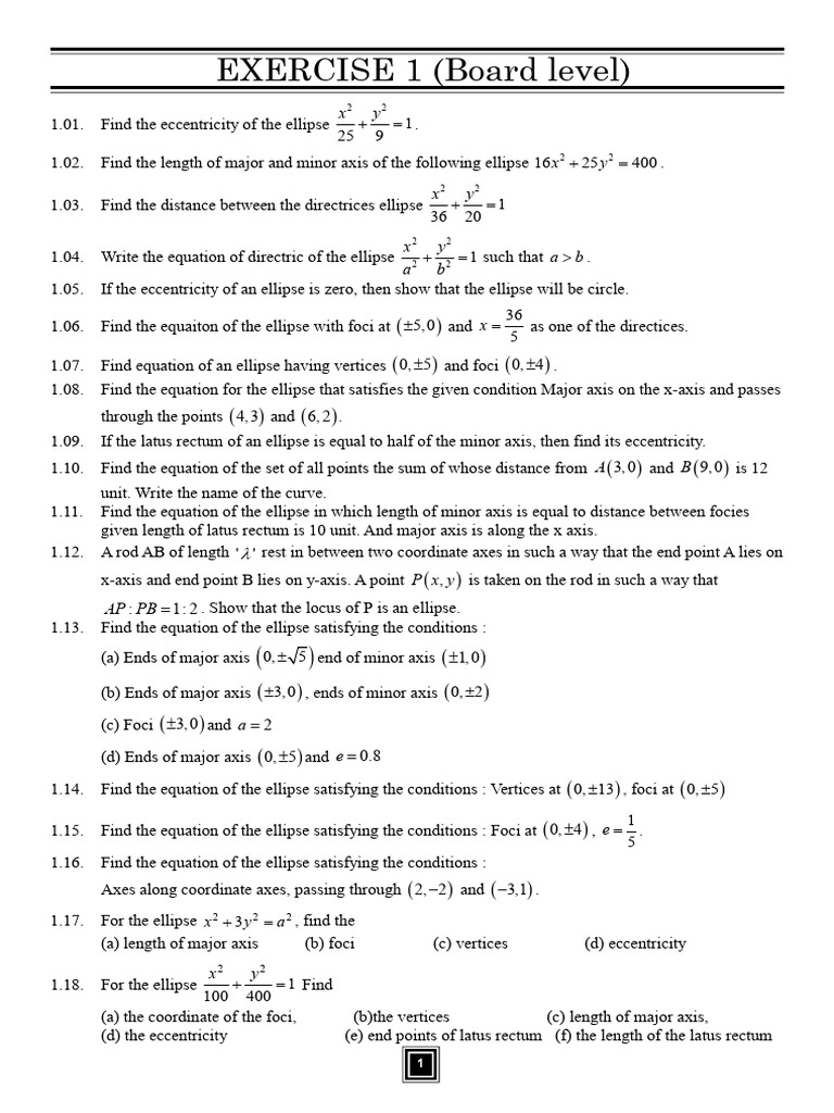 Ellipse practice problems | PDF | Ellipse | Differential Geometry