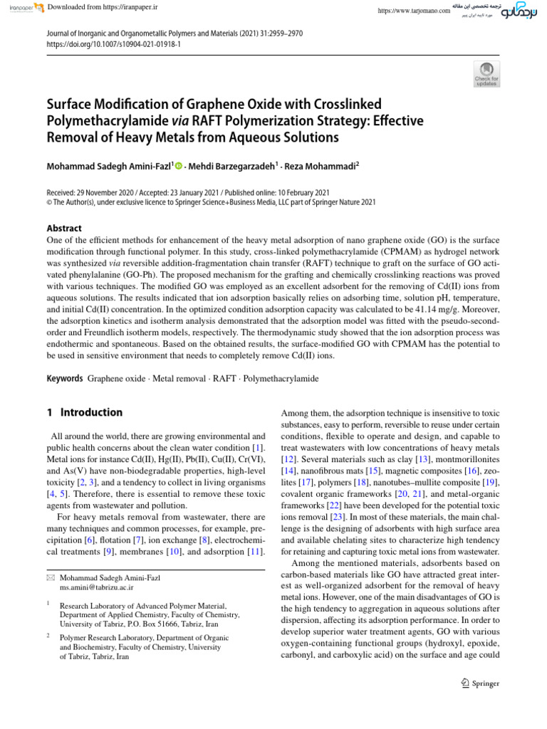 Surface Modification of Graphene Oxide With Crosslinked ...