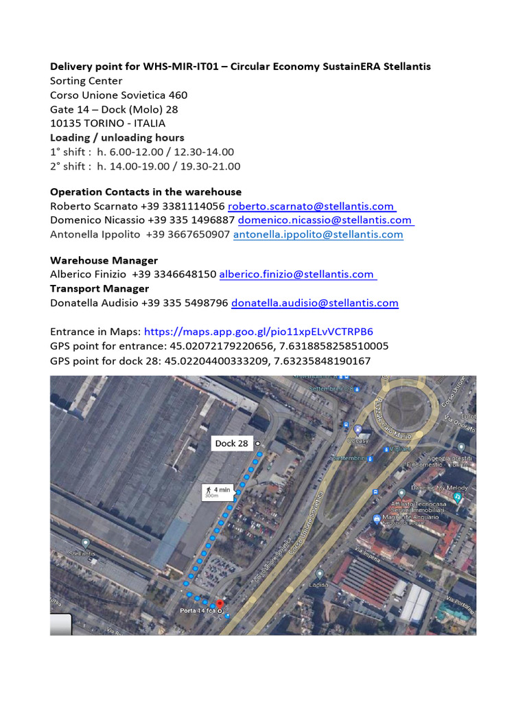 Delivery Point at Corso Unione Sovietica | PDF