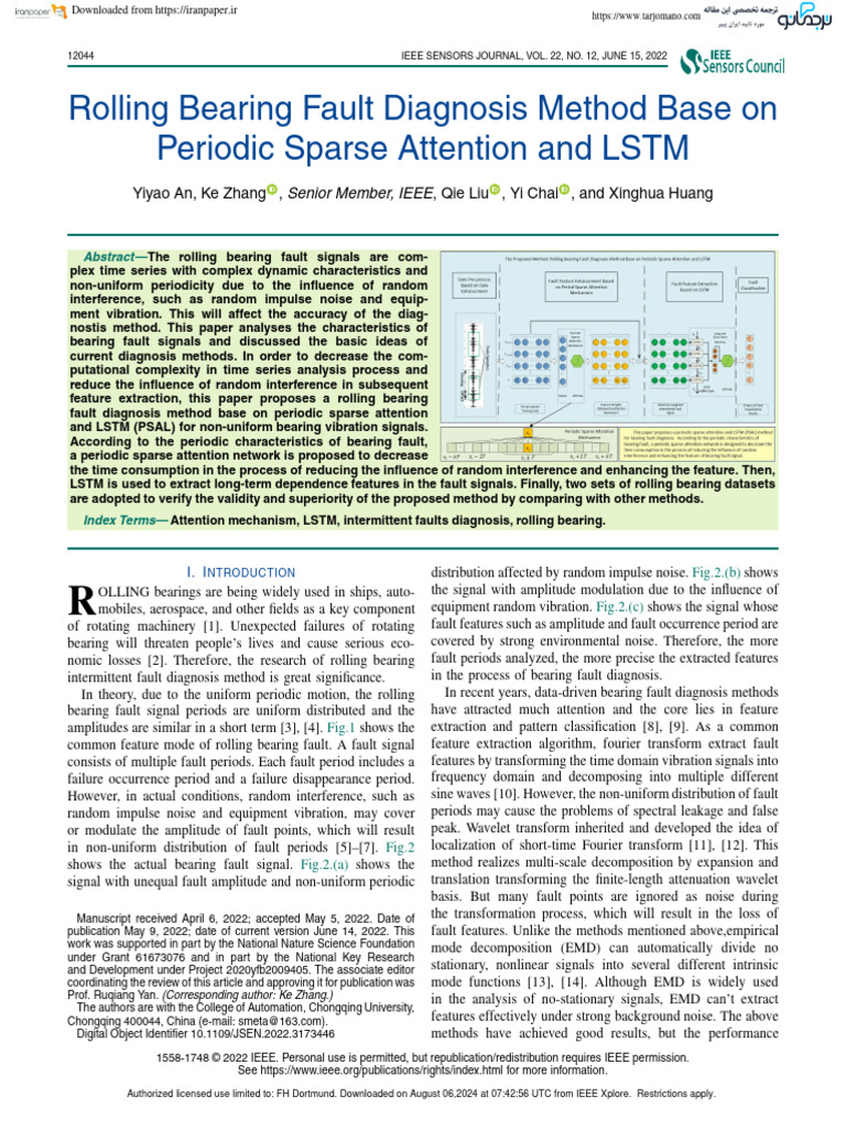 Rolling Bearing Fault Diagnosis Method Base On Periodic Sparse Attention And Lstm Pdf