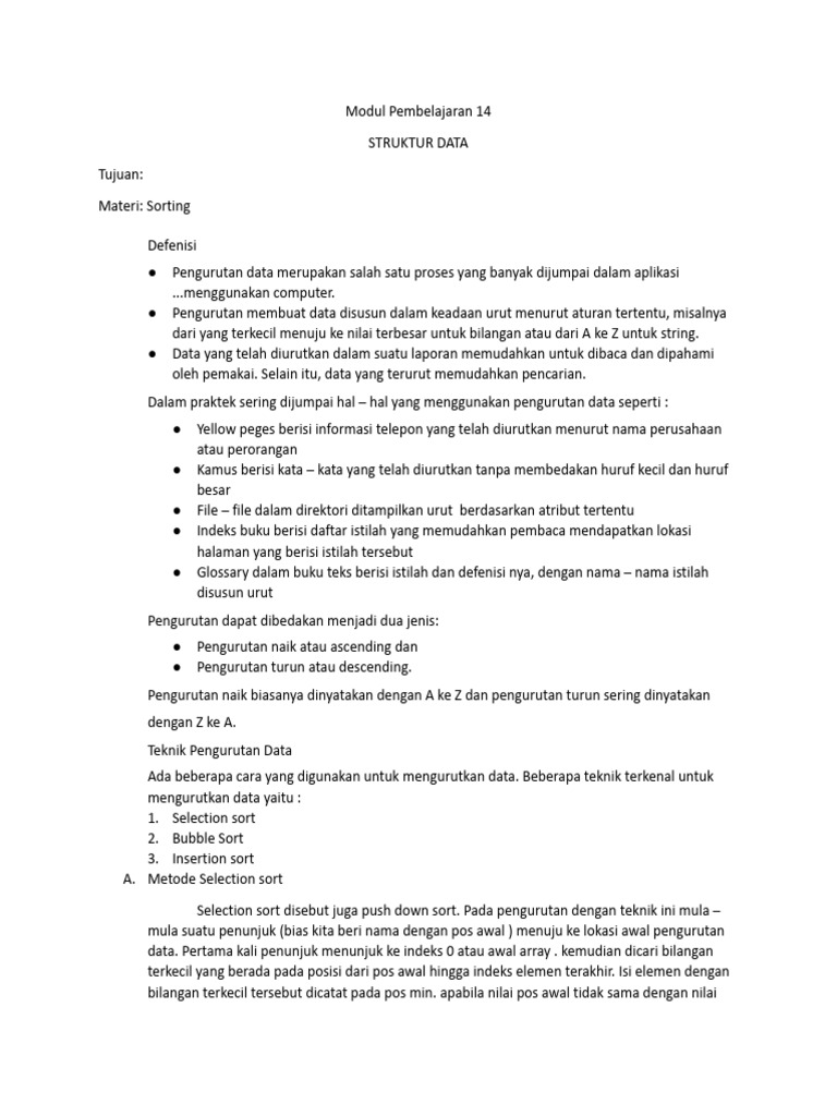 Teknik Pengurutan Data: Ascending & Descending | PDF