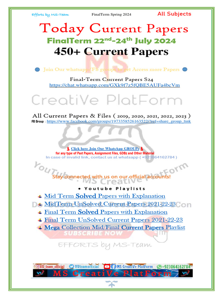 FinalTerm Current Papers of Virtual University of Pakistan 22nd-24th ... FinalTerm Current Papers of Virtual University of Pakistan 22nd-24th ...