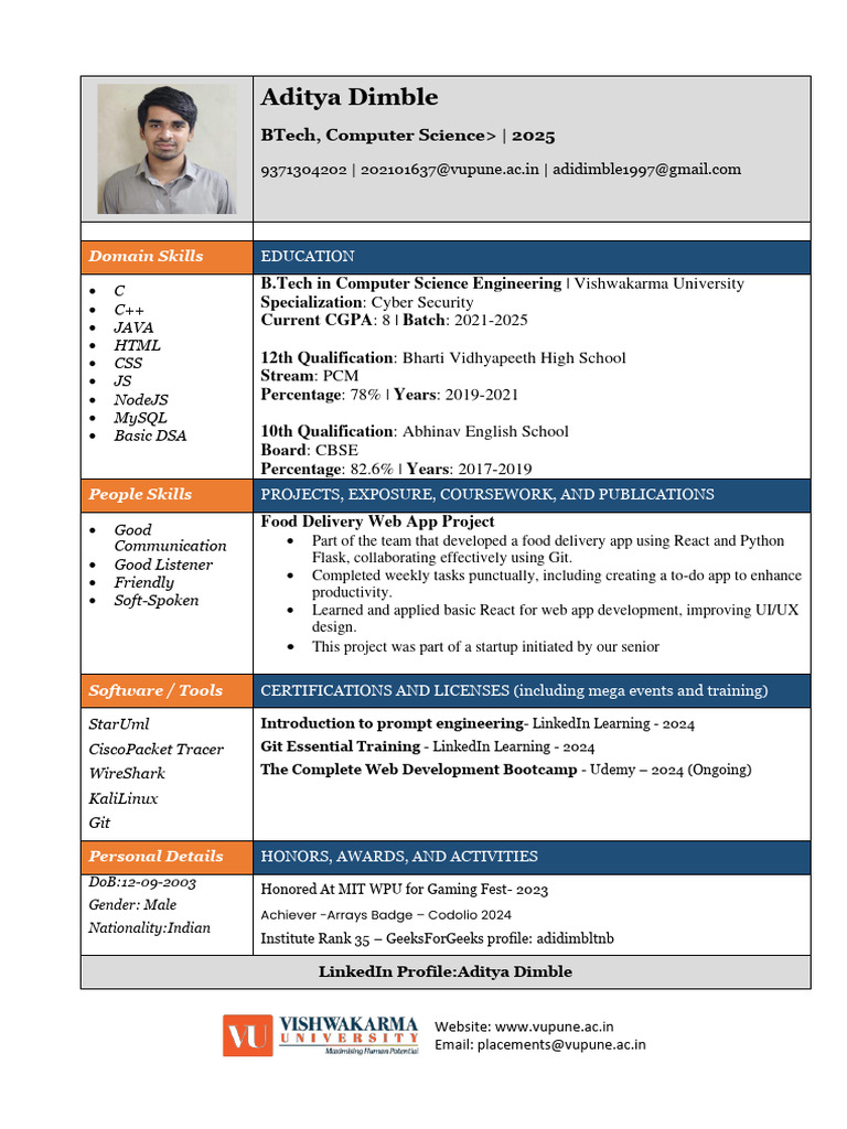 CV SDE Aditya | PDF | Computers